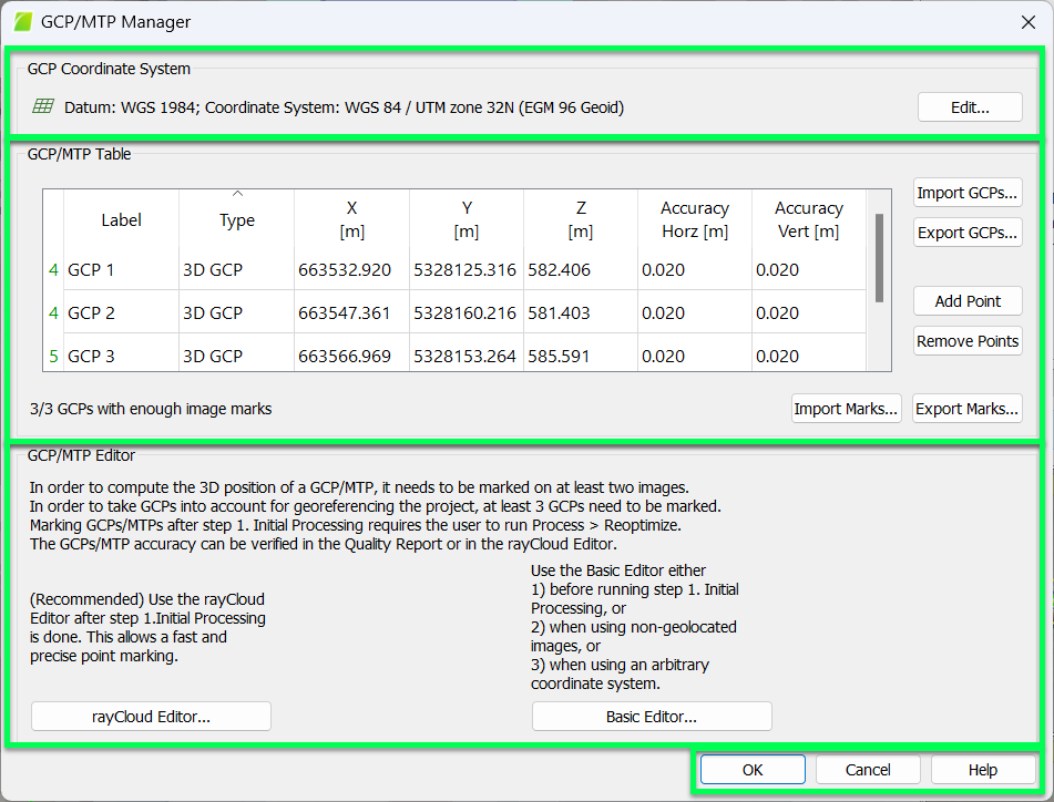 Menu Project > GCP / MTP Manager... - PIX4Dmapper